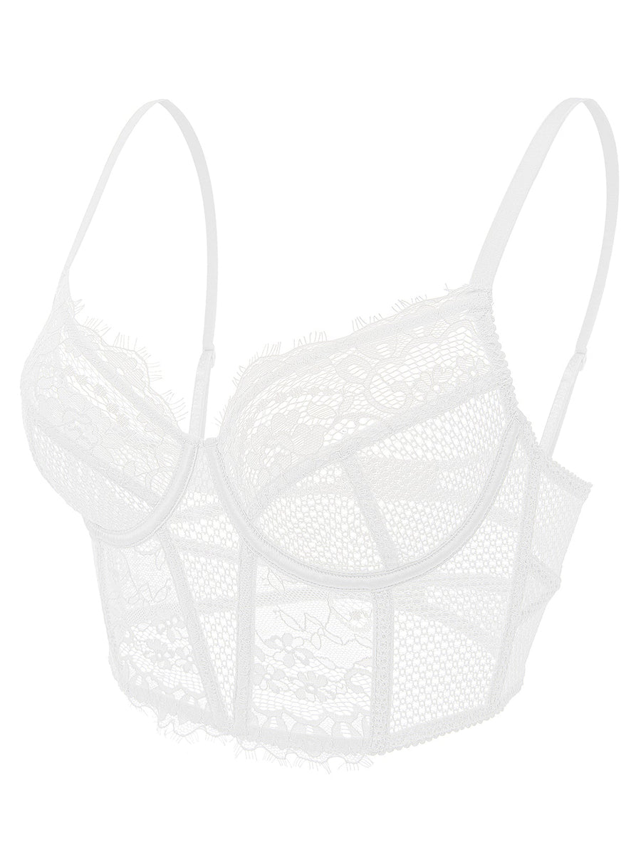 Lace Balconette See Through Underwire Multiway Bralette White – WingsLove